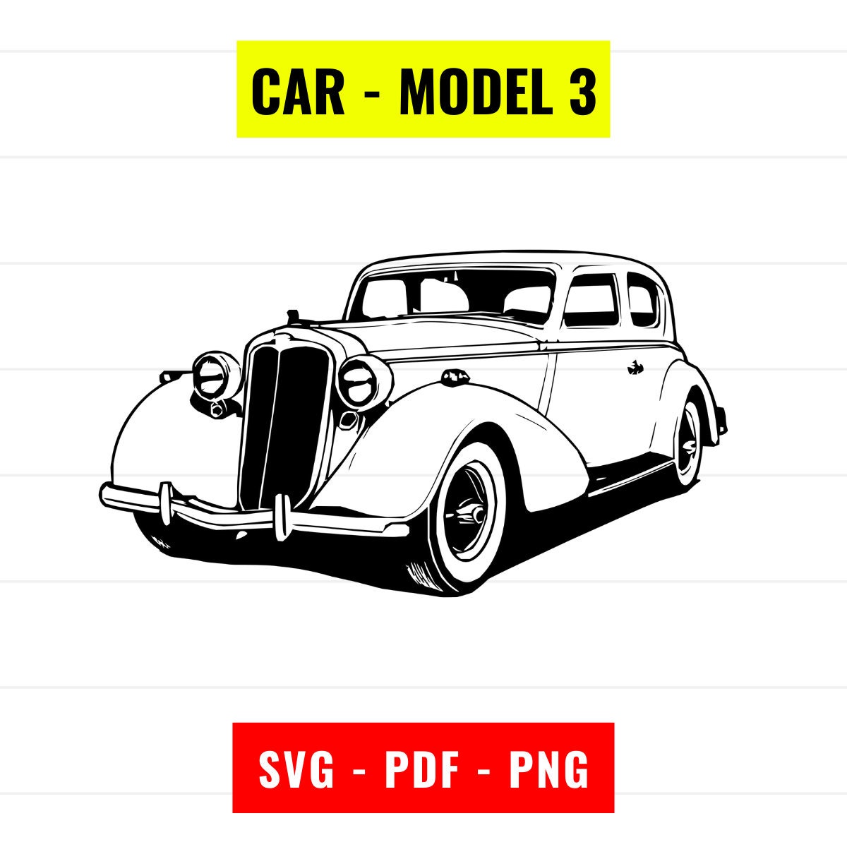 Car SVG, Classic Car Outline, PNG, PDF, Car Vector for Cricut, Vintage ...