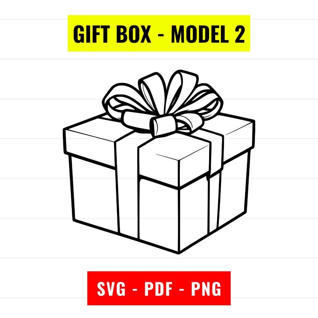Gift SVG, Christmas Gift Outline, PNG 300 Dpi, PDF, Present Vector for ...