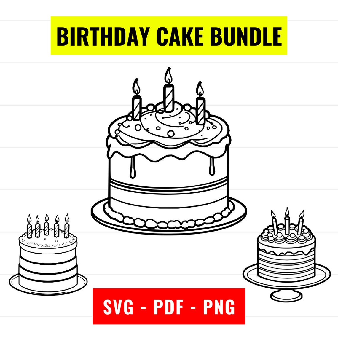 Birthday Cake SVG, Cake Outline Svg, PNG, PDF, Cake Vector for Cricut ...