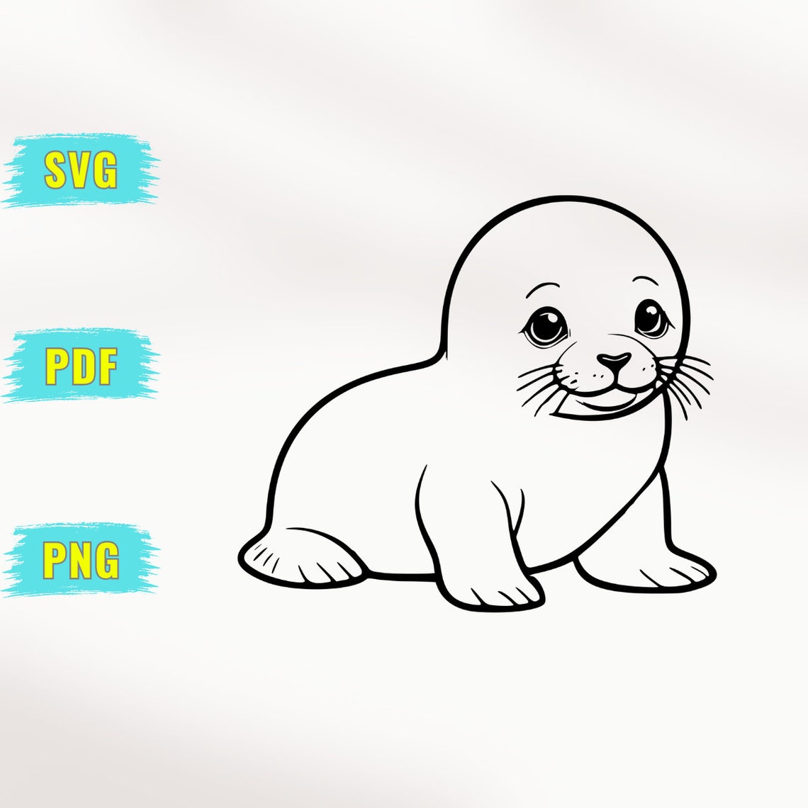 Robbe SVG, Baby Robbe Umriss SVG, PNG, PDF, süße Robbe Vektor für ...