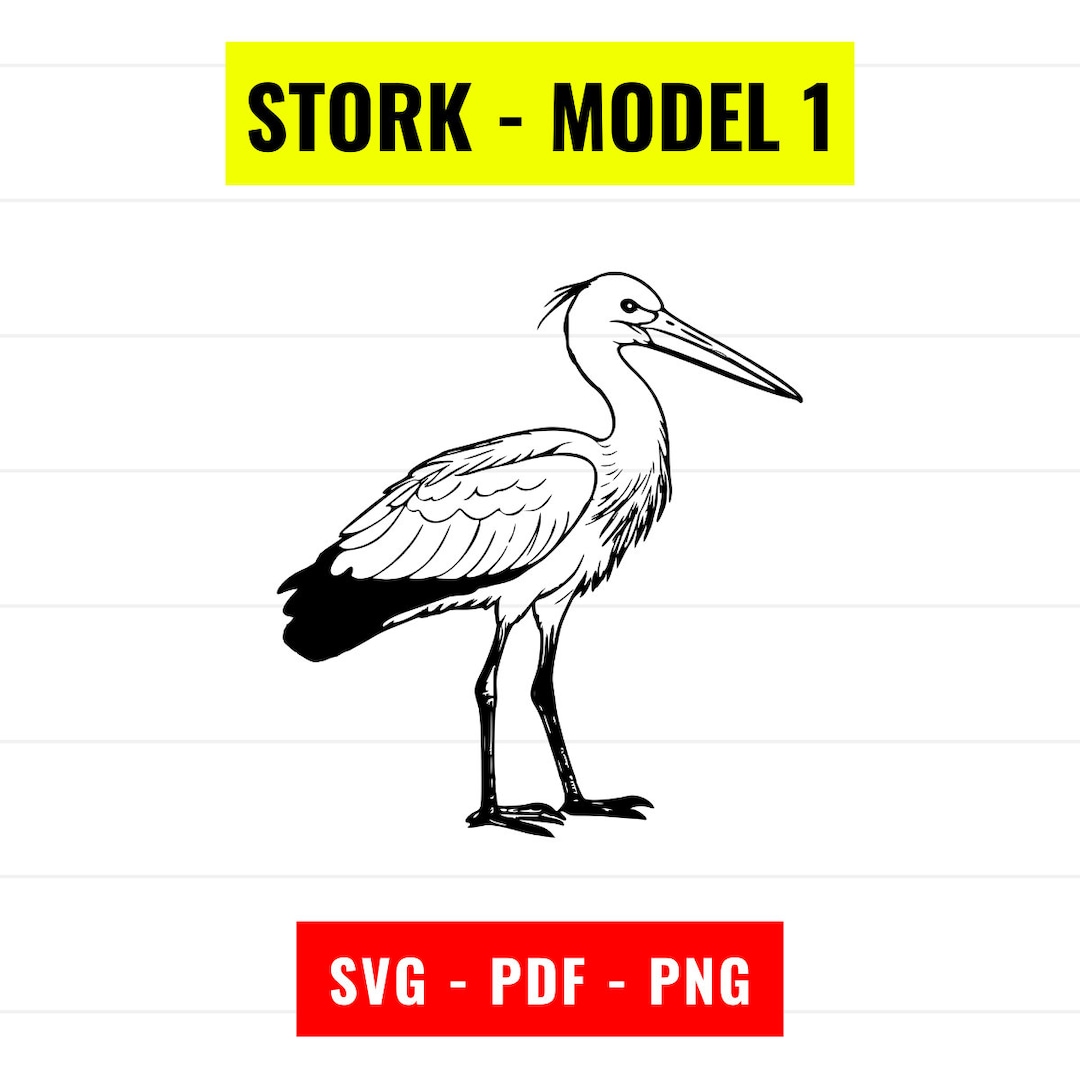 Stork SVG, Stork Outline Svg, PNG, PDF, Bird Svg, Stork Vector Svg for ...