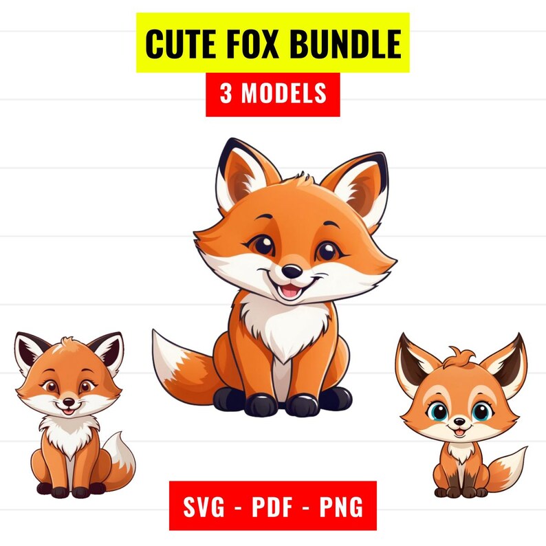 Clipart Cute Fox SVG, Fox Clipart Svg Bundle, PNG, PDF Animal Svg, Baby ...