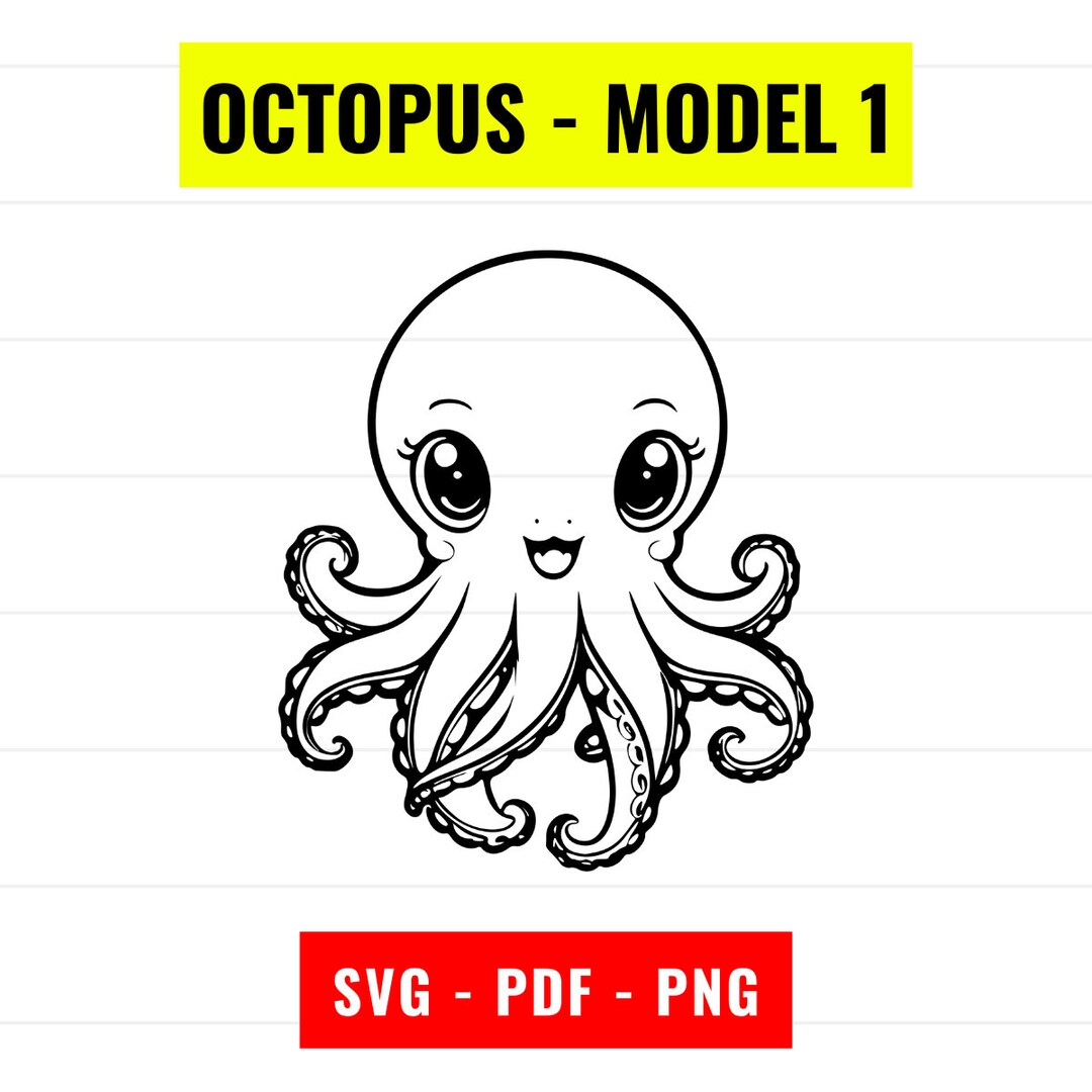 Octopus SVG, Octopus Outline Svg, PNG, PDF, Octopus Vector for Cricut ...