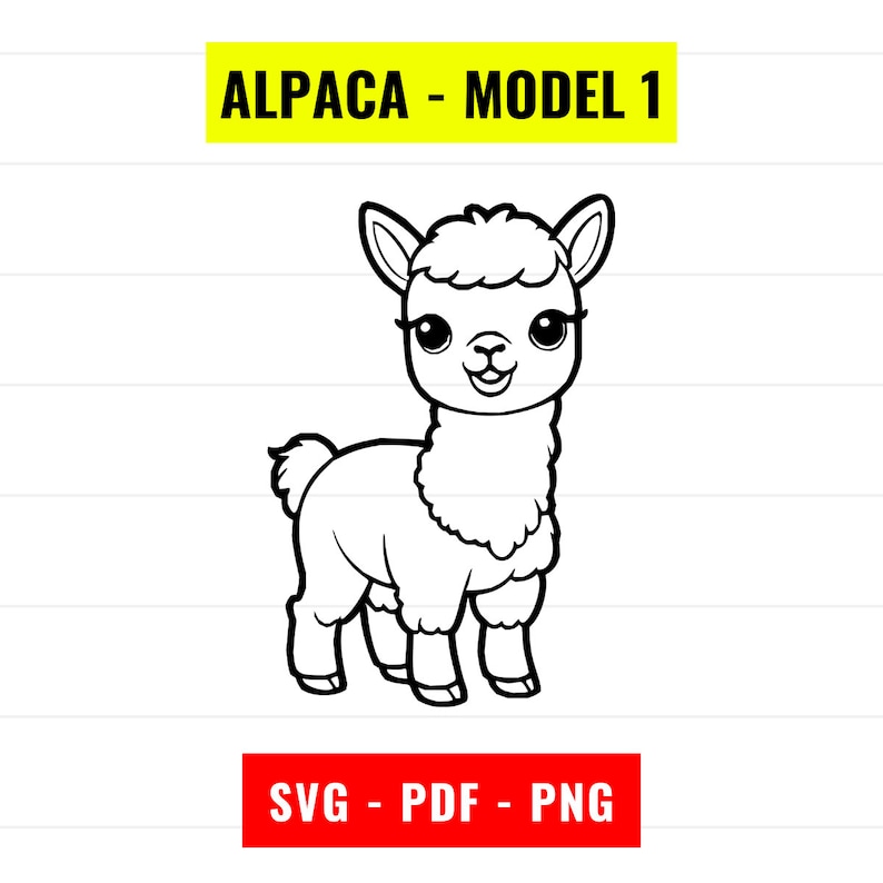 Cute Alpaca SVG, Alpaca Outline Vector, Cute Baby Alpaca Svg, Alpaca ...