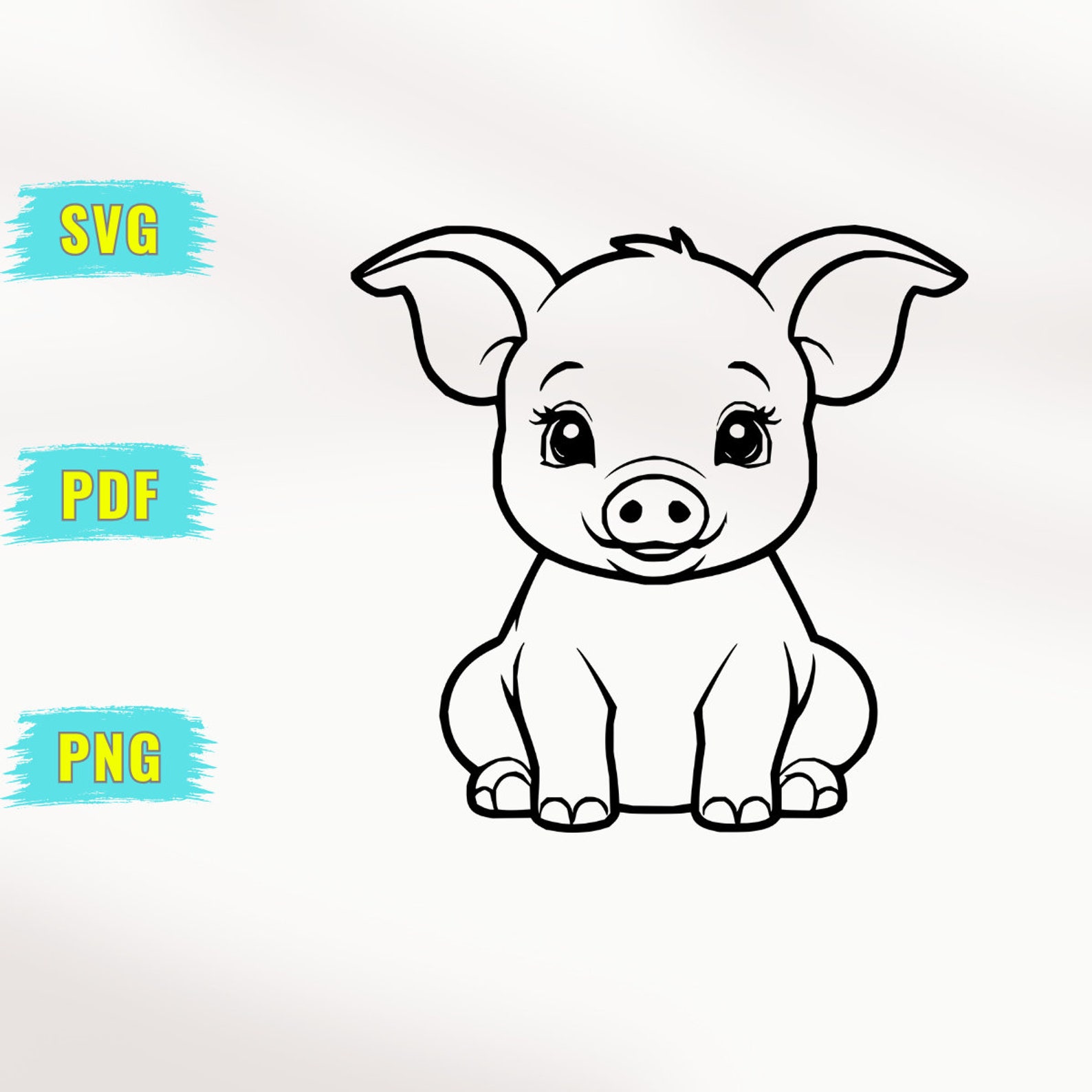 Cute Baby Pig SVG, Pig Outline Vector, Pig Svg Cut File, Owl Silhouette ...
