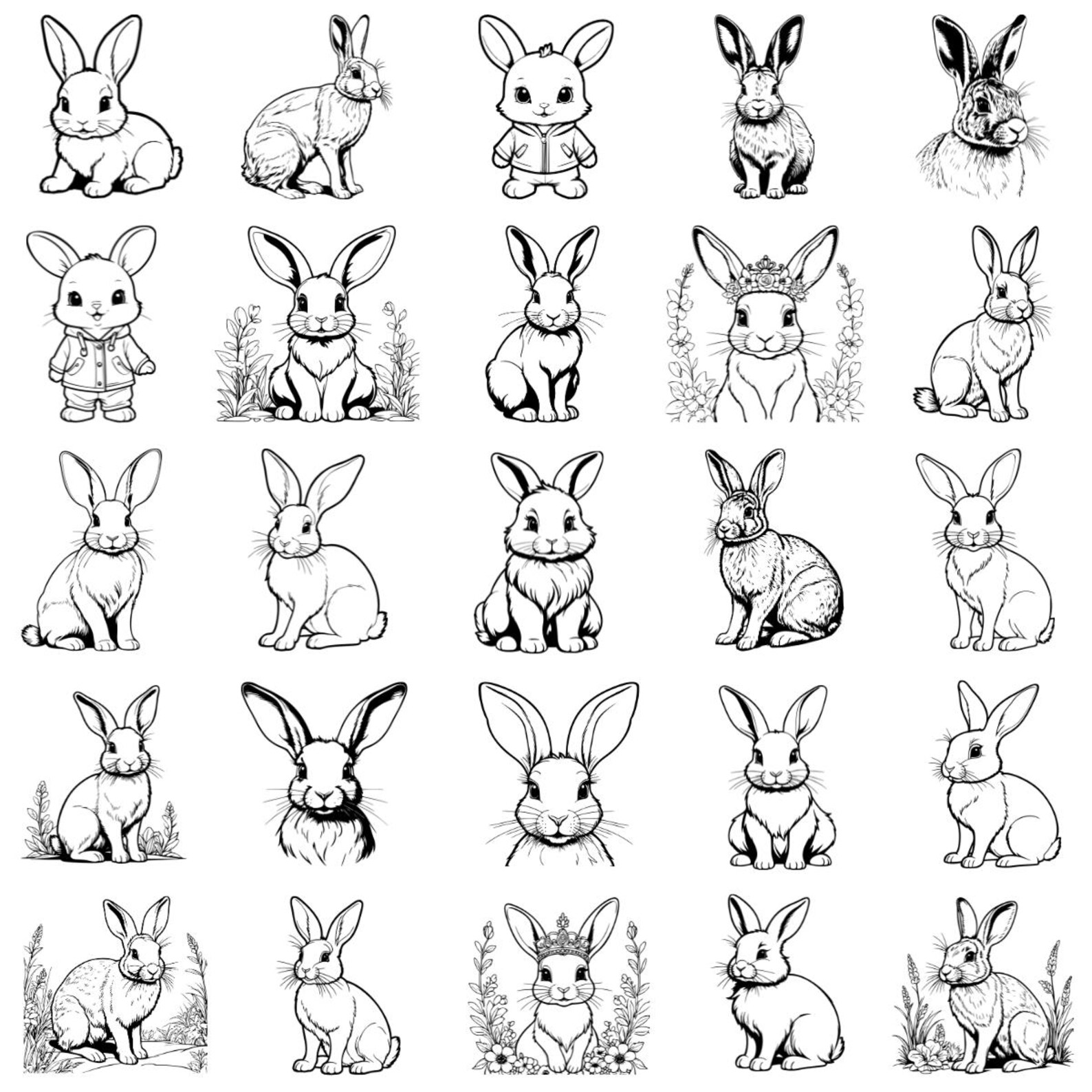 Rabbit SVG Bundle, PNG 300 Dpi: 81 Bunny Designs for Cricut (digital ...