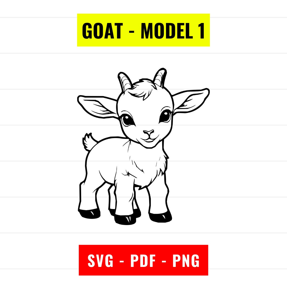 Cute Baby Goat SVG, Goat Outline Vector, Goat Svg Cut File, Goat ...