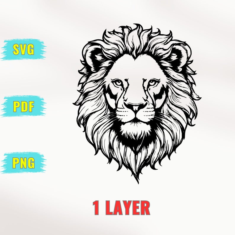 Lion Head SVG, Lion Portrait Cut File, PNG 300 Dpi, PDF Animal Svg ...