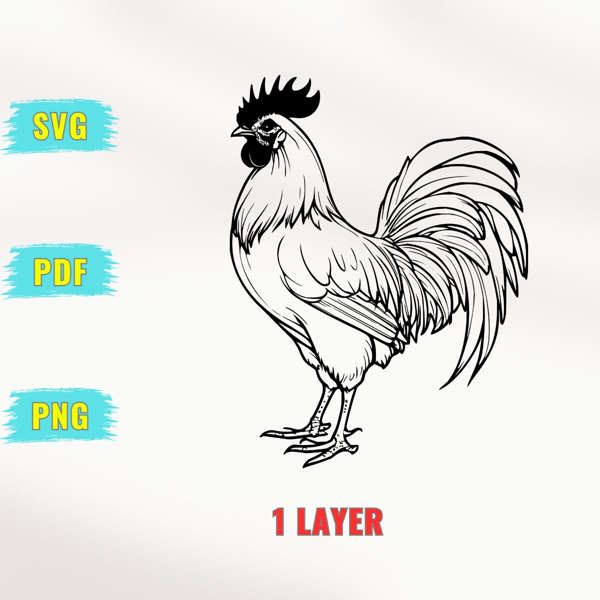 Rooster SVG, Rooster Portrait, PNG 300 Dpi, PDF Animal Svg, Rooster Vector for Cricut, Rooster ...