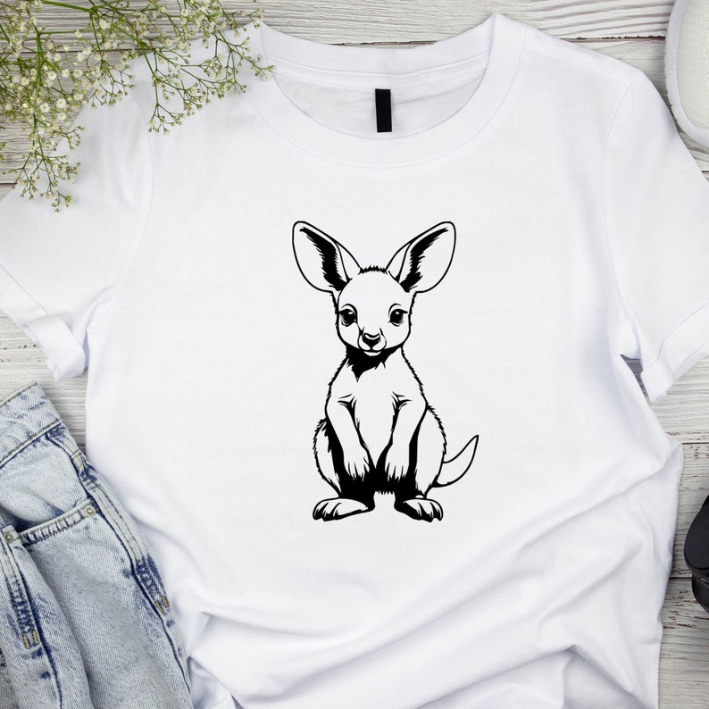 Cute Baby Kangaroo SVG, Kangaroo Outline Vector, Cute Kangaroo Svg, PNG ...