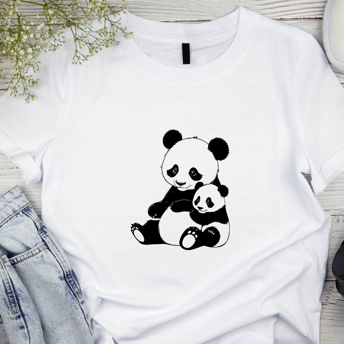 Cute Panda Family SVG, Panda Outline Vector for Cricut, Cute Panda Svg ...