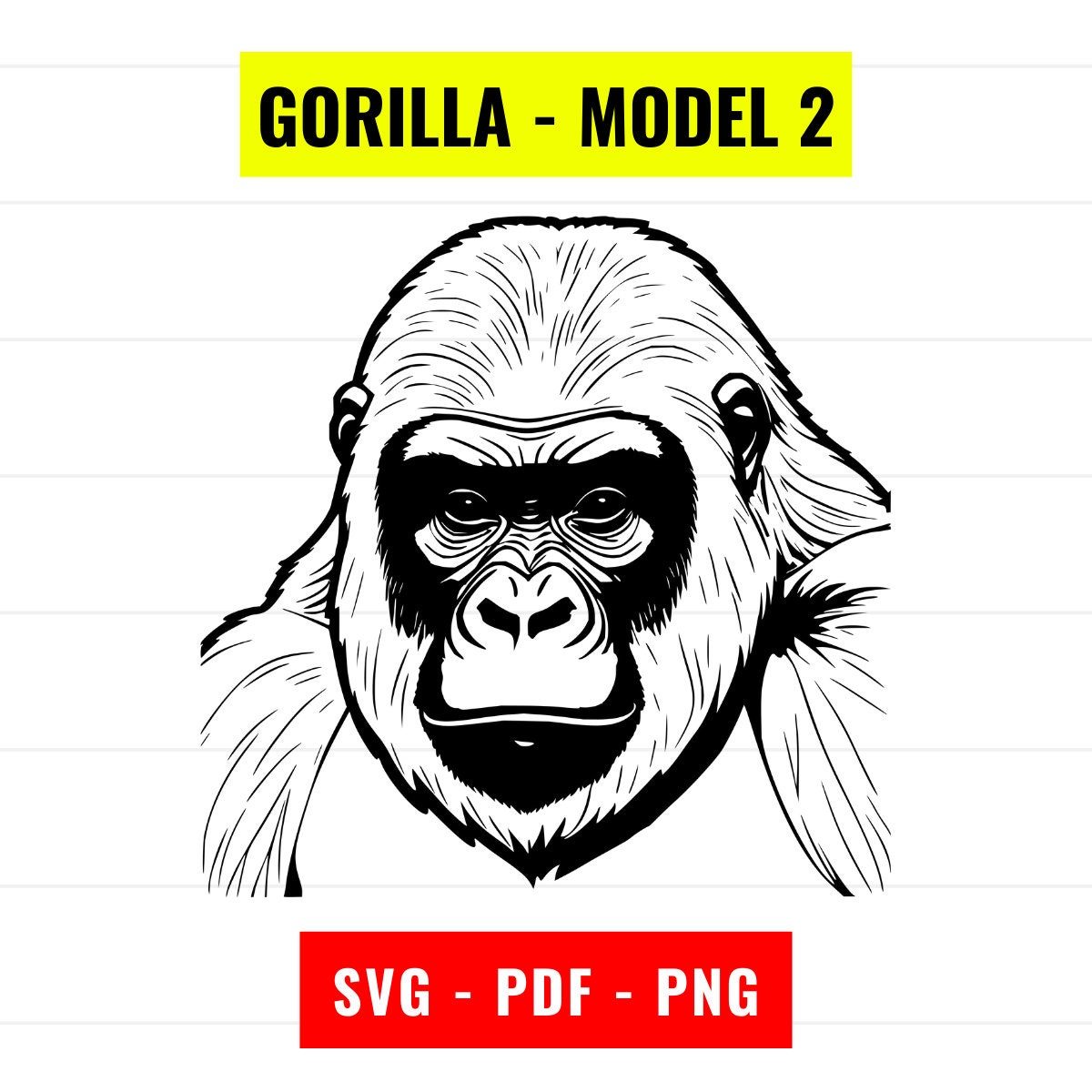 Gorilla SVG, Gorilla Head Svg, PNG, PDF, Animal Svg, Gorilla Vector Svg ...