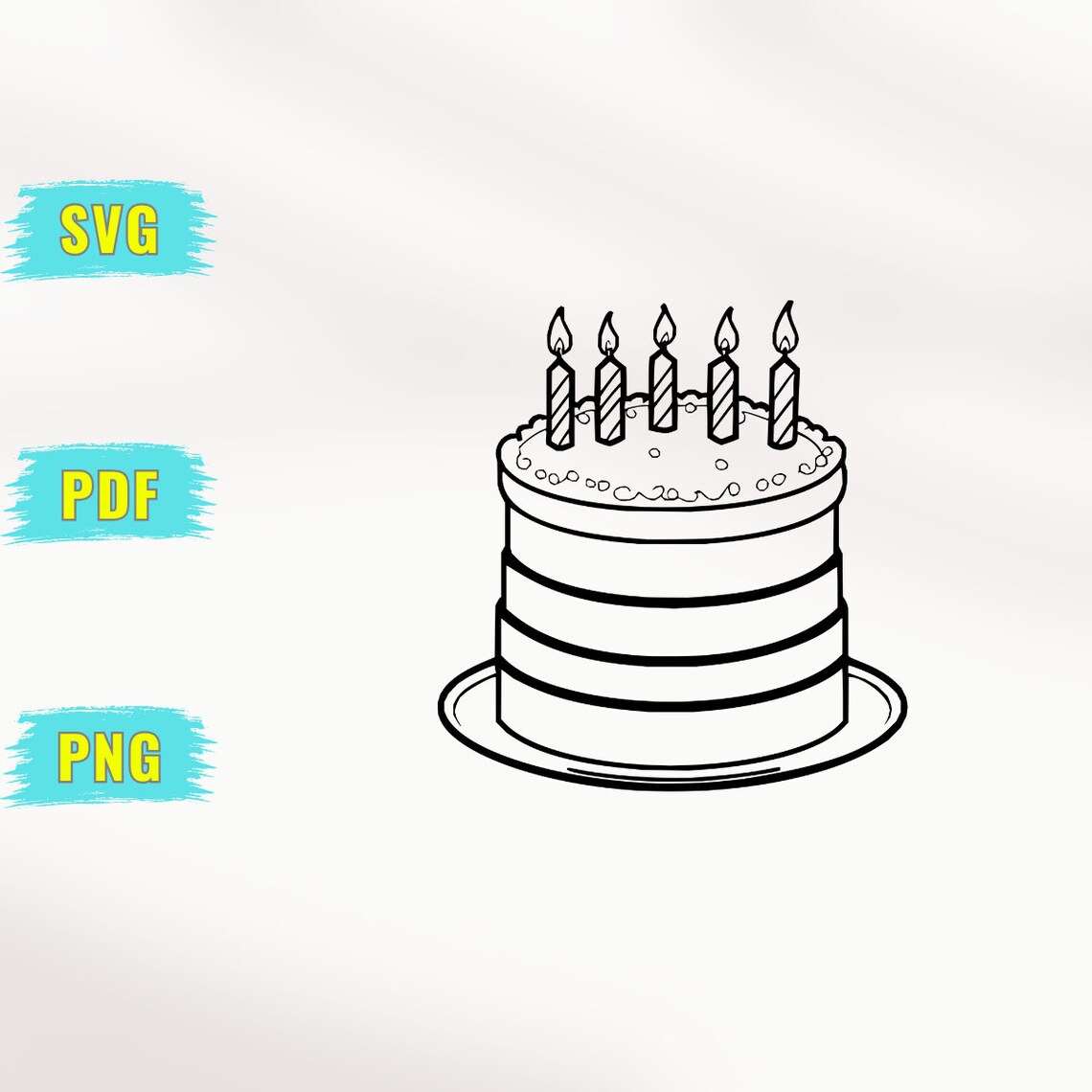 Birthday Cake SVG, Cake Outline Svg, PNG, PDF, Cake Vector for Cricut ...