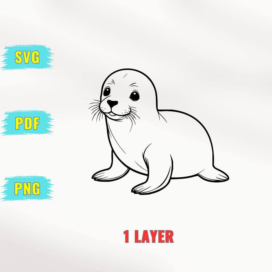 Seal SVG, Baby Seal Outline Svg, PNG, PDF, Cute Seal Vector for Cricut, Sea Animals Svg, Cute ...