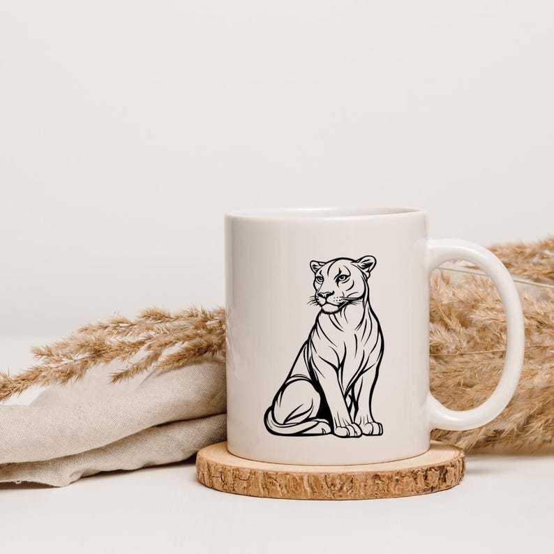 Cougar SVG, Panther Outline, Mountain Lion Vector, PNG 300 Dpi, PDF ...