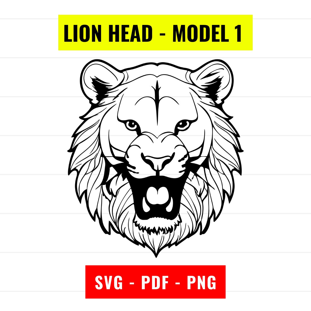 Lion Head SVG, Lion Portrait Cut File, PNG 300 Dpi, PDF Animal Svg ...