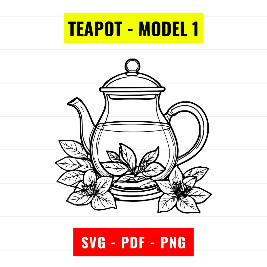 Teapot SVG, Teapot Outline, PNG, PDF, Teapot Vector for Cricut, Teapot ...