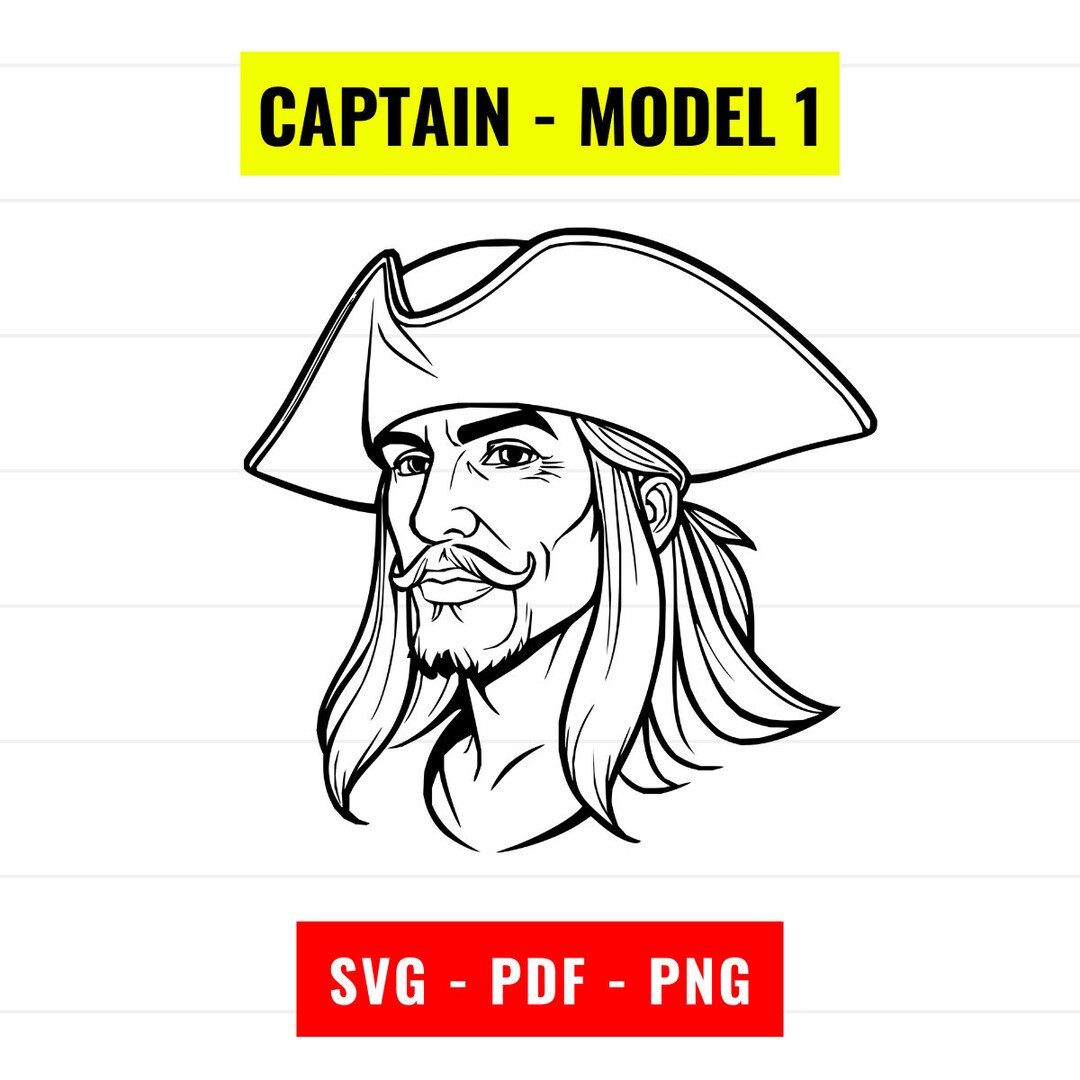 Captain SVG, Captain Portrait Outline, PNG 300 Dpi, PDF, Man Vector for ...