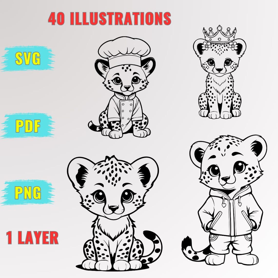 Baby Cheetah SVG Bundle: 40 Safari Animal Designs (digital Download) - Etsy