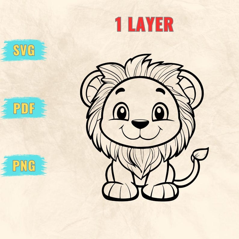 Lion SVG, Baby Lion Outline, PNG 300 Dpi, PDF Animal Svg, Cute Baby ...