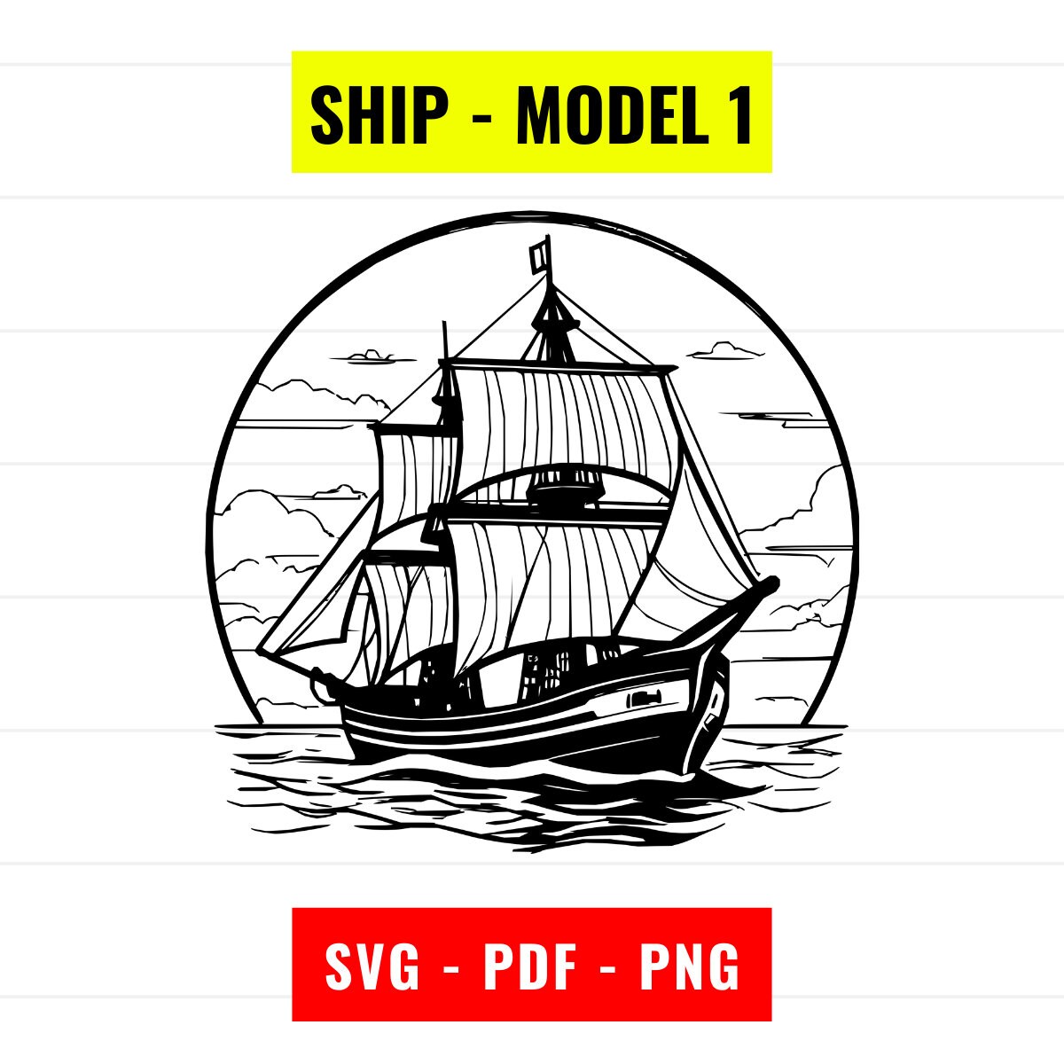 Boat SVG, Ship Outline, PNG, PDF, Boat Vector for Cricut, Ship Svg File ...