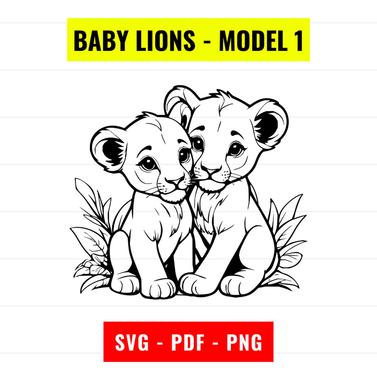 Cute Baby Lion SVG, Baby Lion Outline, PNG 300 Dpi, PDF, Hugging Baby ...