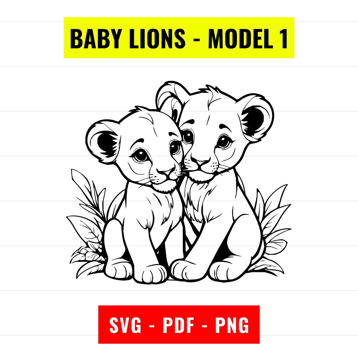 Cute Baby Lion SVG, Baby Lion Outline, PNG 300 Dpi, PDF, Hugging Baby ...