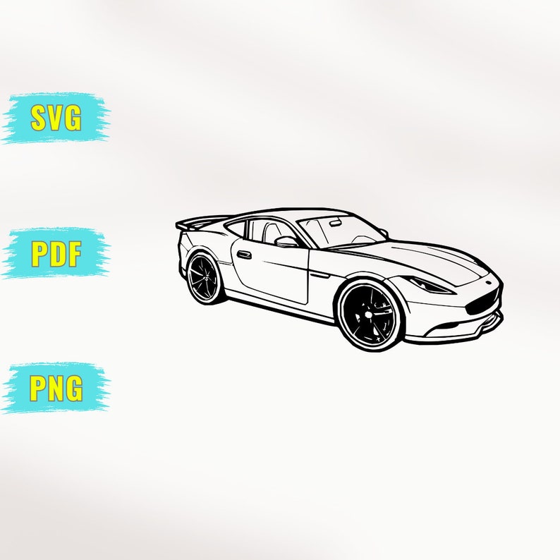 Car SVG, Fast Car Outline, PNG, PDF, Car Vector for Cricut, Fast Luxury ...