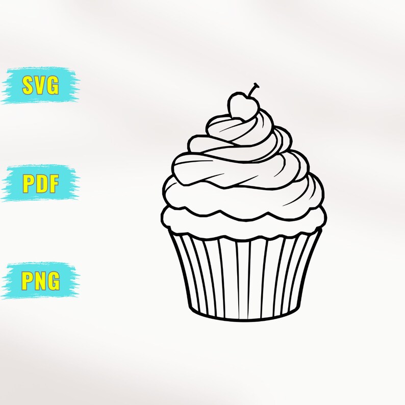 Muffin SVG, Muffin Outline Svg, PNG, PDF, Muffin Vector for Cricut ...
