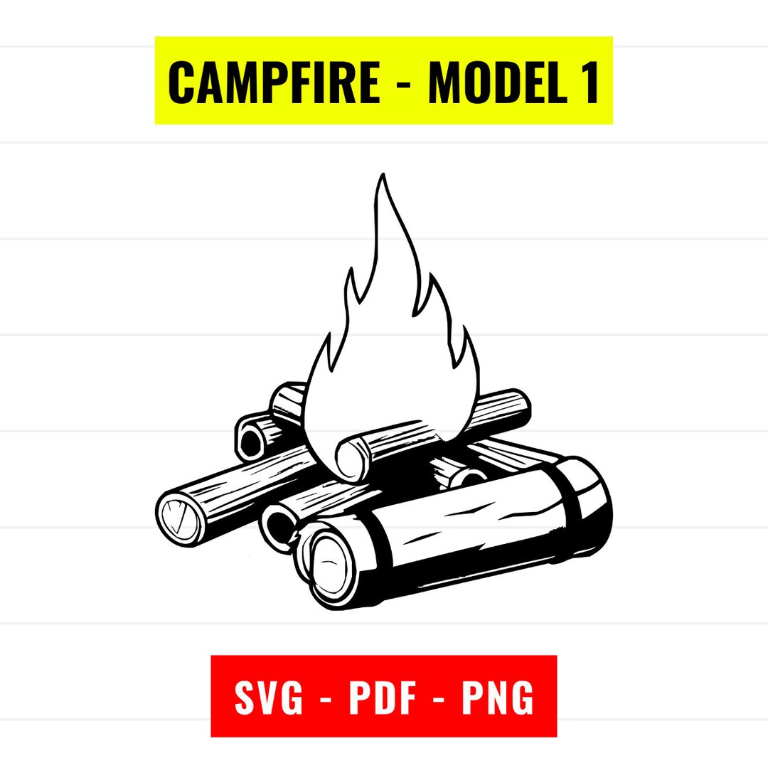 Campfire SVG, Fire Outline, Campfire Vector, PNG 300 Dpi, PDF Camfire ...
