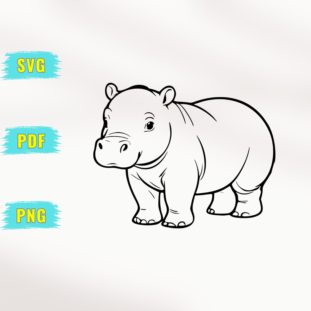 Hippopotamus SVG, Hippo Outline, PDF Hippopotamus Vector for Cricut ...