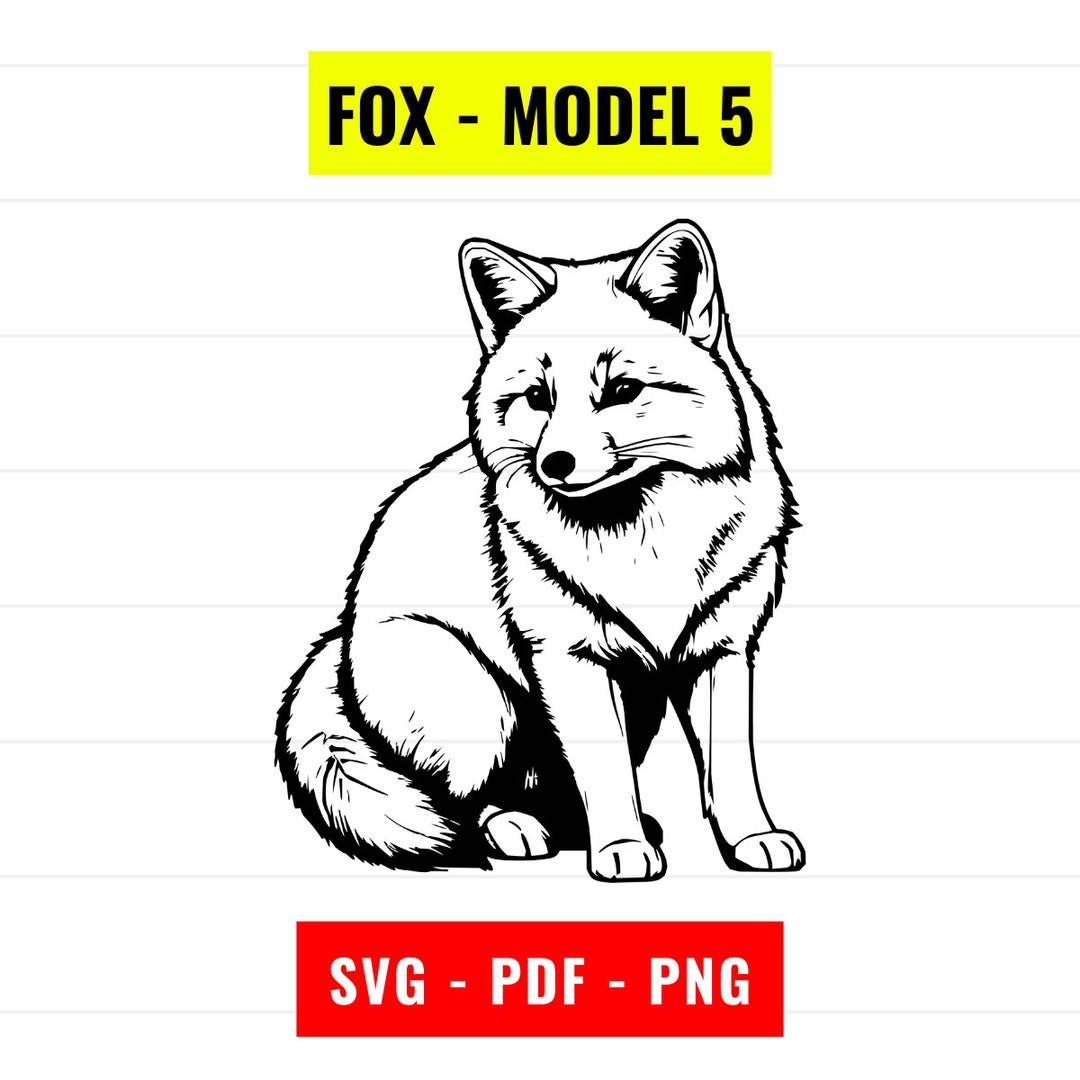 Cute Fox SVG, Fox Outline Vector, Fox Silhouette Svg, Fox PNG 300 Dpi ...
