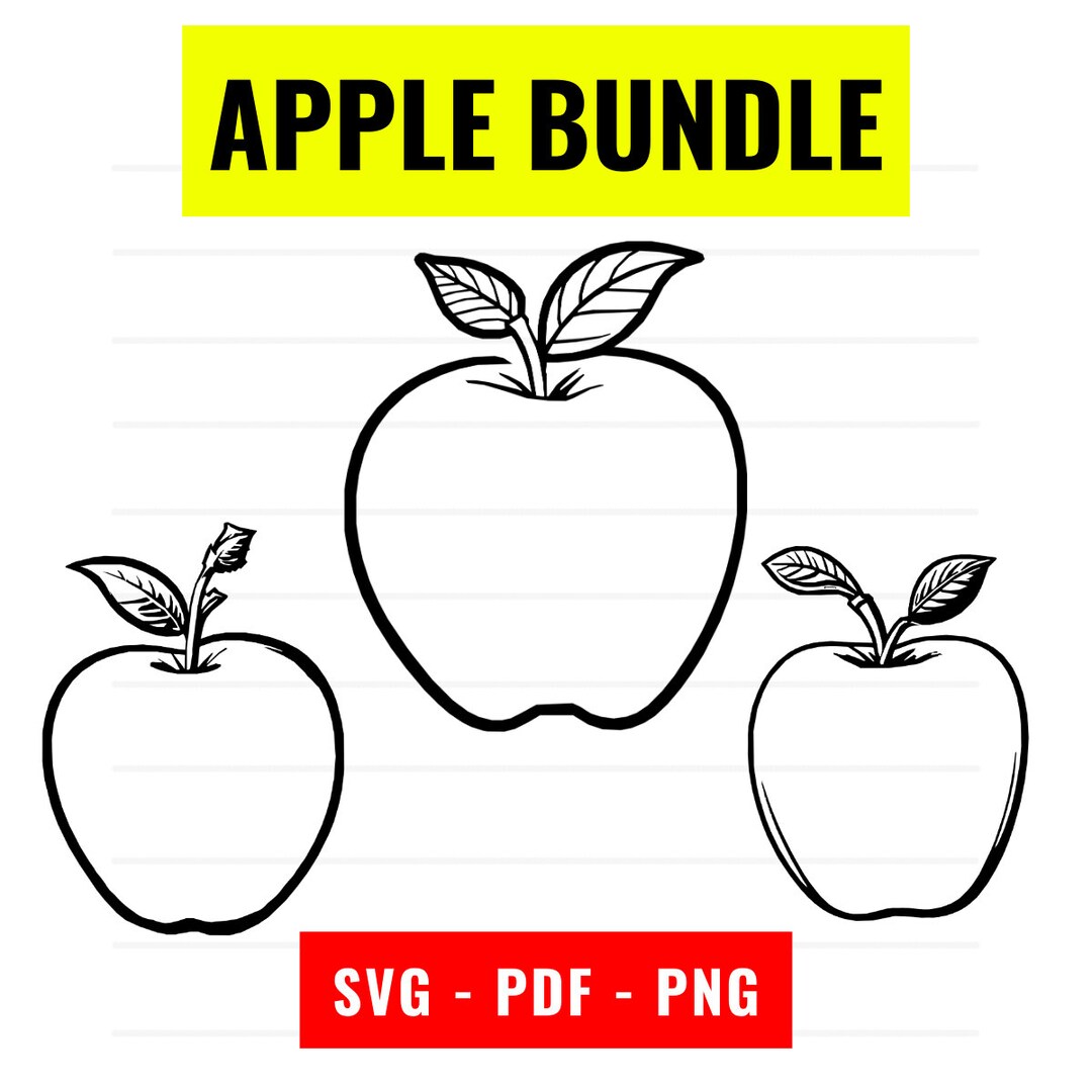 Apple SVG Bundle: Outline Shape Vector Graphics (digital Download) - Etsy