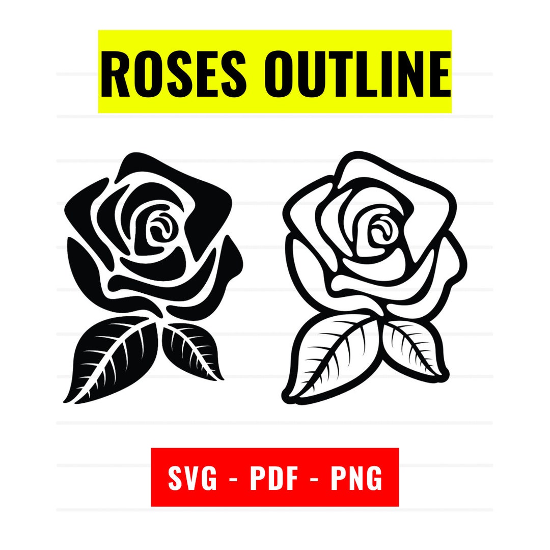 Rose SVG, Rose Outline Svg, Rose Bundle Silhouette, PNG, PDF, Floral ...