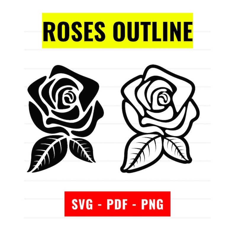 Rose SVG, Rose Outline Svg, Rose Bundle Silhouette, PNG, PDF, Floral ...