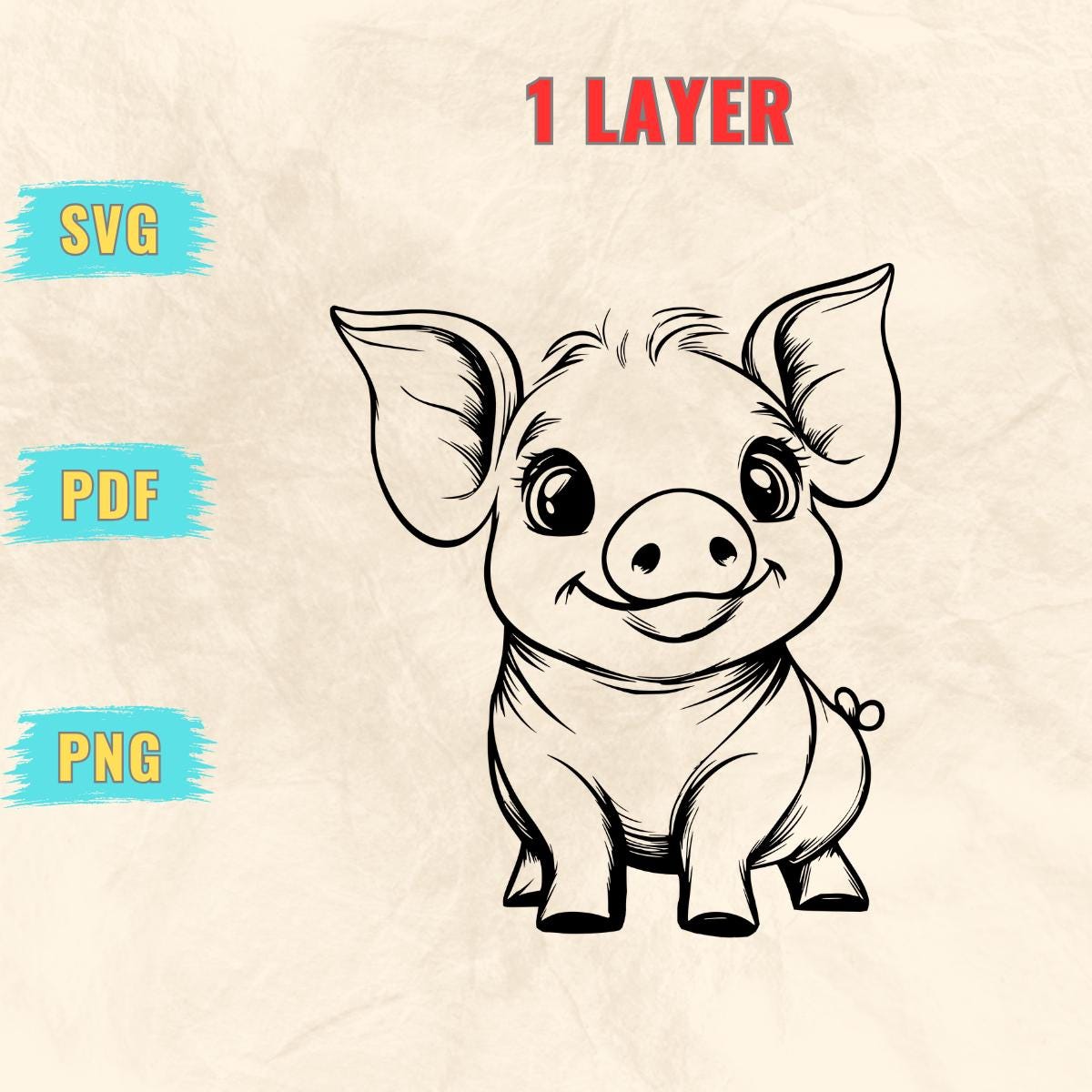 Cute Baby Pig SVG, Pig Outline Vector, Pig Svg Cut File, Owl Silhouette ...