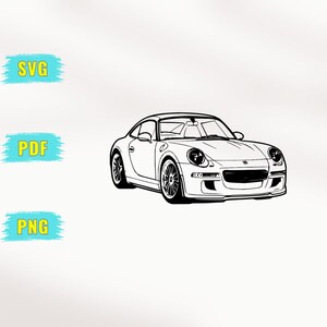 Car SVG, Fast Car Outline, PNG, PDF, Car Vector for Cricut, Fast Luxury ...