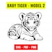 Cute Baby Tiger SVG, Tiger Outline Vector, Cute Tiger Svg, Cute Tiger ...
