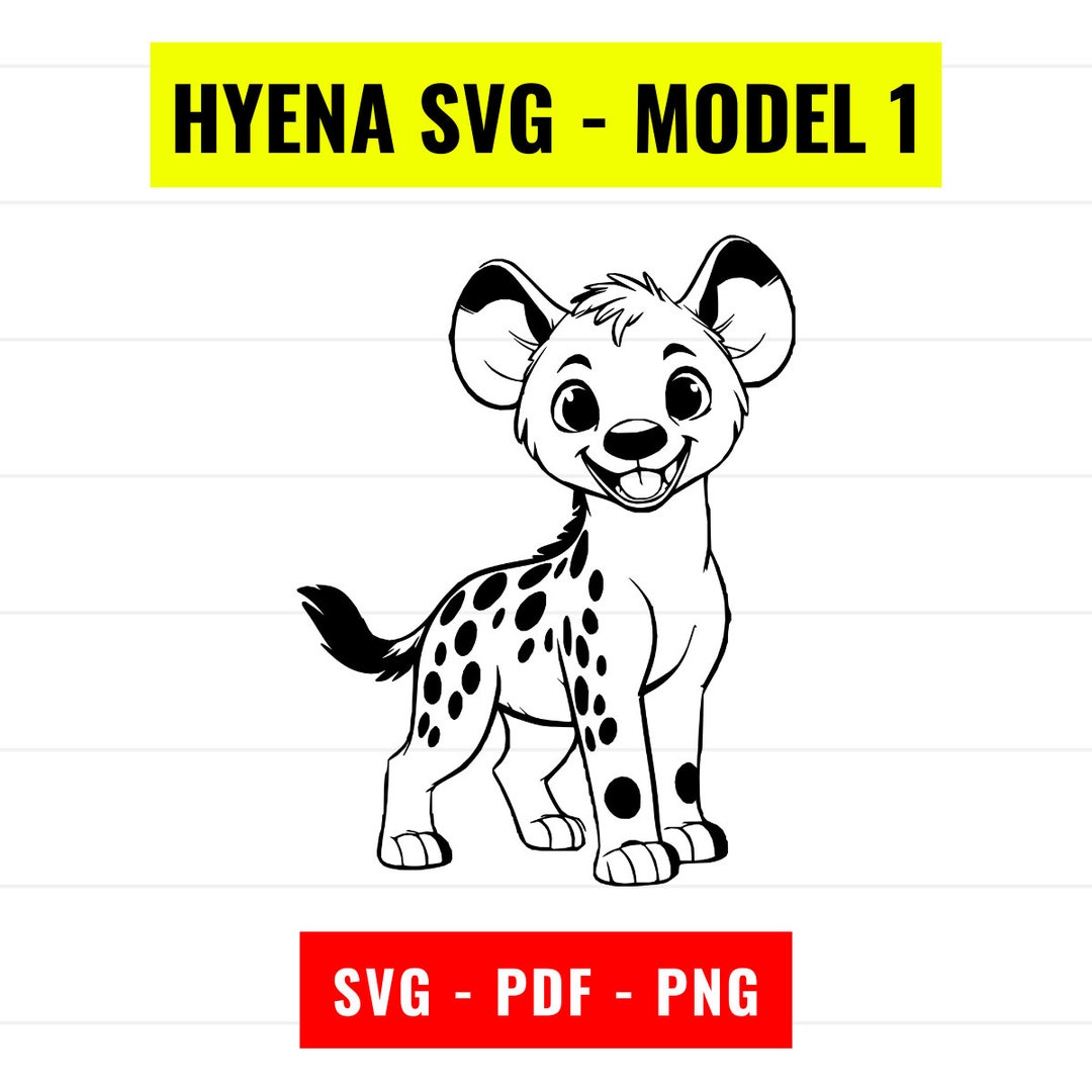 Cute Hyena SVG, Hyena Outline Vector, Baby Hyena Silhouette, Little ...