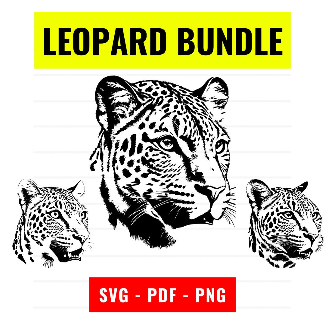 Leopard SVG, Leopard Head Bundle, PNG, PDF Animal Svg Leopard Vector ...