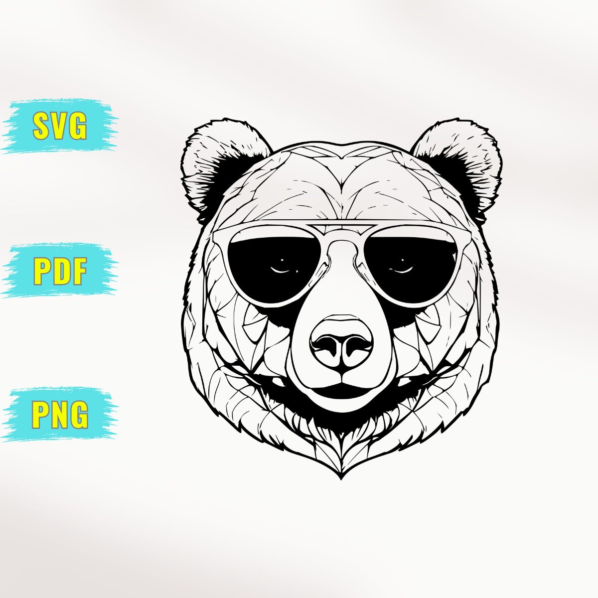 Bear Head SVG, Bear With Sunglasses Portrait Svg, PNG, PDF, Animal Svg ...