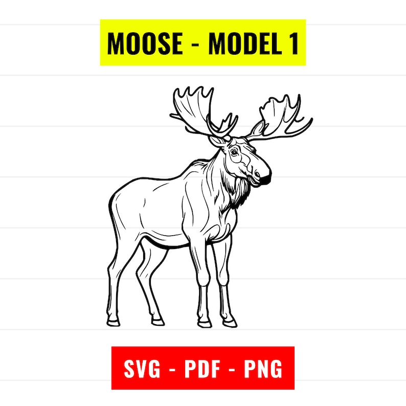 Moose SVG, Moose Outline, Moose Vector, Moose PNG 300 Dpi, PDF Moose ...