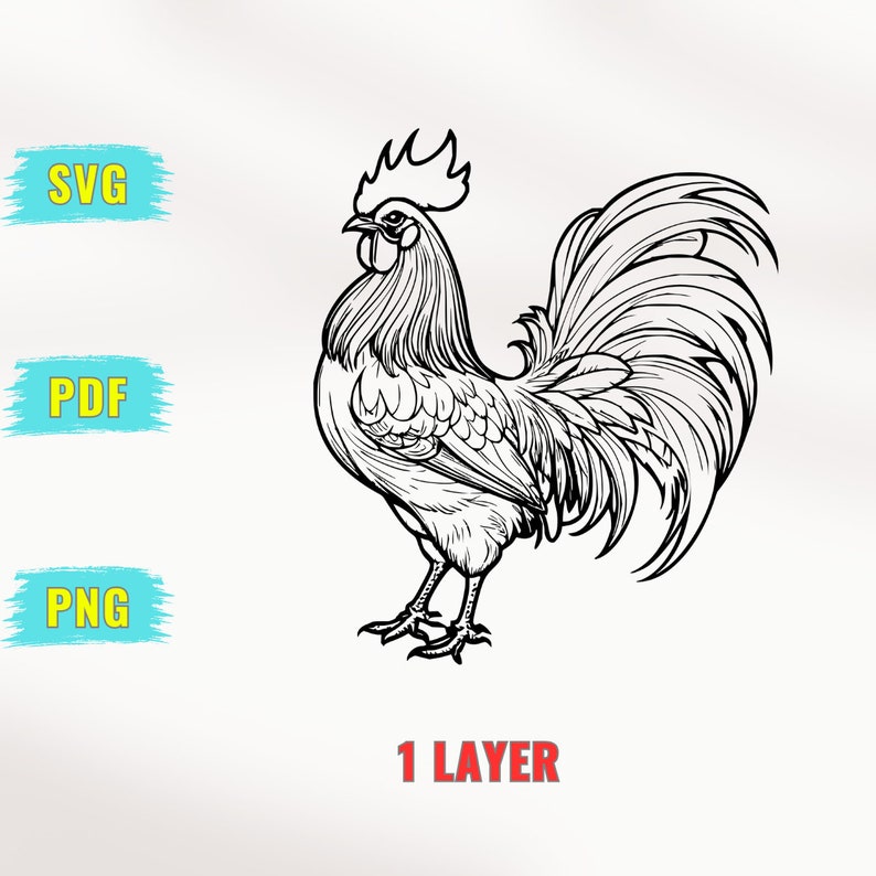 Rooster SVG, Rooster Portrait, PNG 300 Dpi, PDF Animal Svg, Rooster ...
