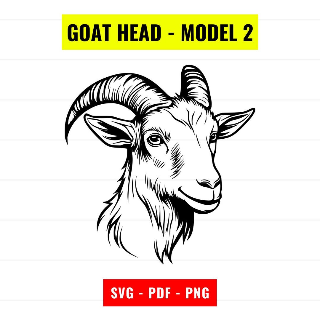 Goat Head SVG, Goat Outline Vector, Goat Svg Cut File, Goat Portrait ...