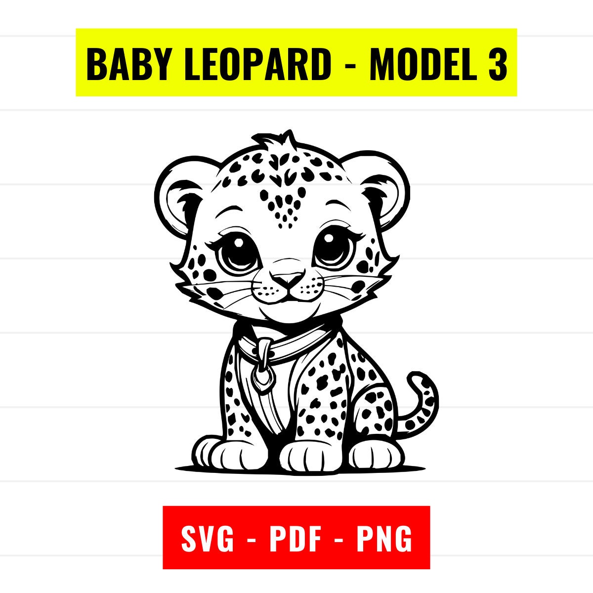 Leopard SVG, Baby Leopard Outline, PNG, PDF, Cute Leopard Vector for ...