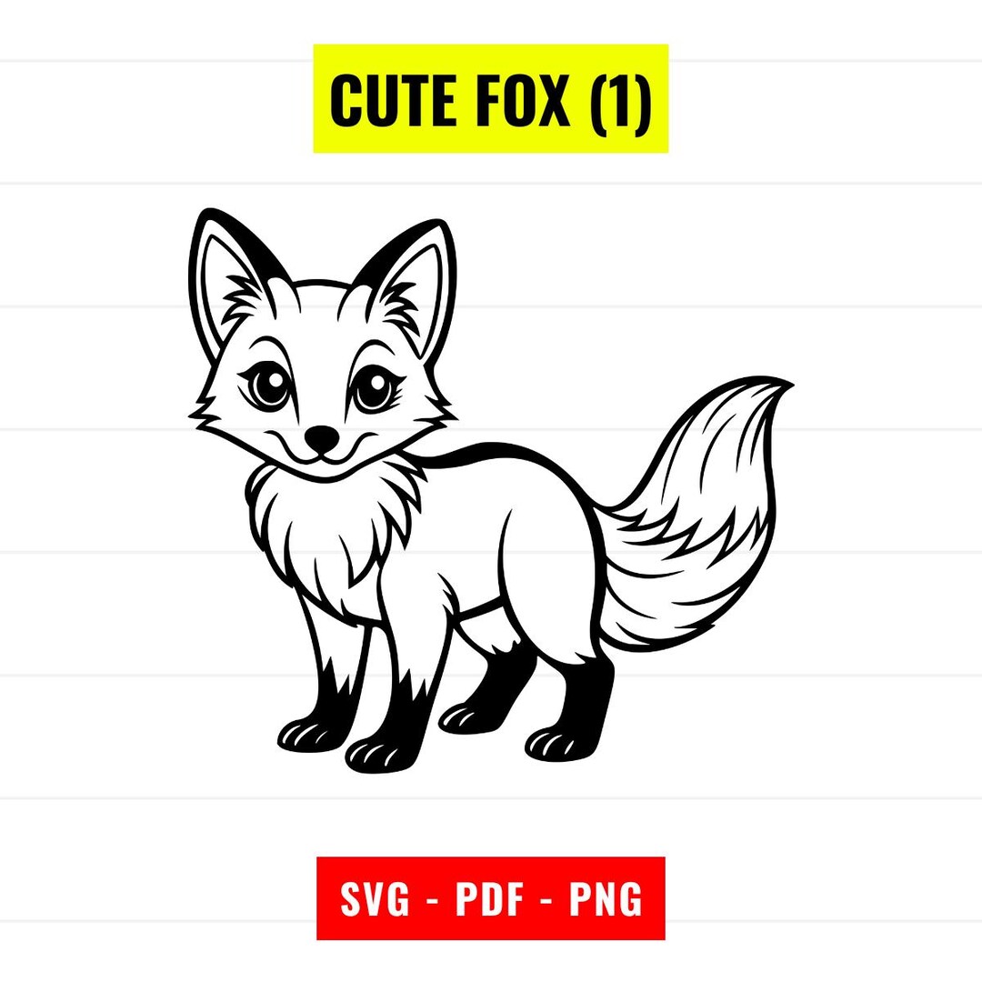 Cute Fox SVG, Fox Outline Vector, Fox Silhouette Svg, Fox PNG 300 Dpi ...
