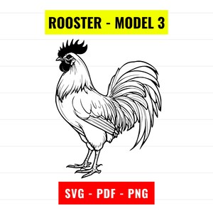 Rooster SVG, Rooster Portrait, PNG 300 Dpi, PDF Animal Svg, Rooster ...