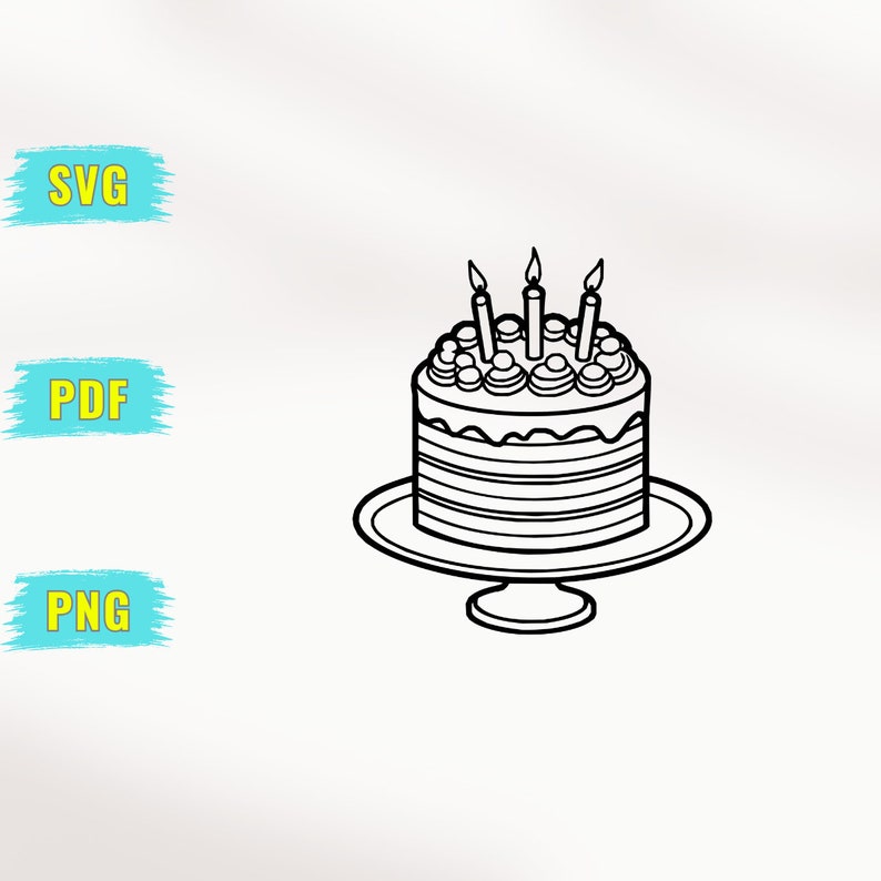 Birthday Cake SVG, Cake Outline Svg, PNG, PDF, Cake Vector for Cricut ...