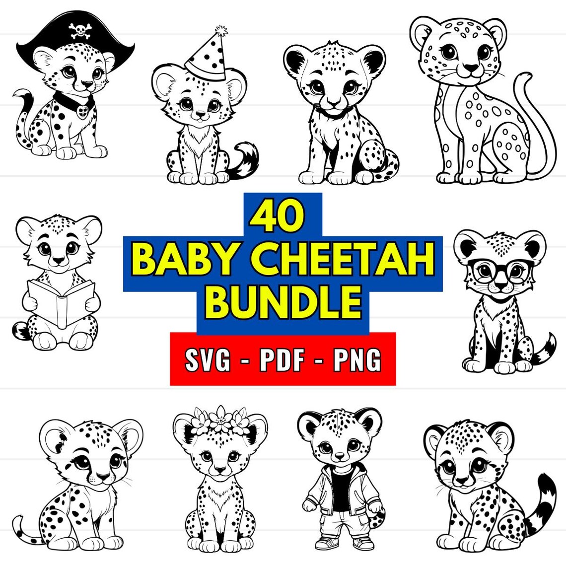 Baby Cheetah SVG Bundle: 40 Safari Animal Designs (digital Download) - Etsy