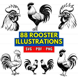 Rooster SVG Bundle Pack, Rooster Bundle Svg, PNG 300 Dpi, PDF, Chicken ...